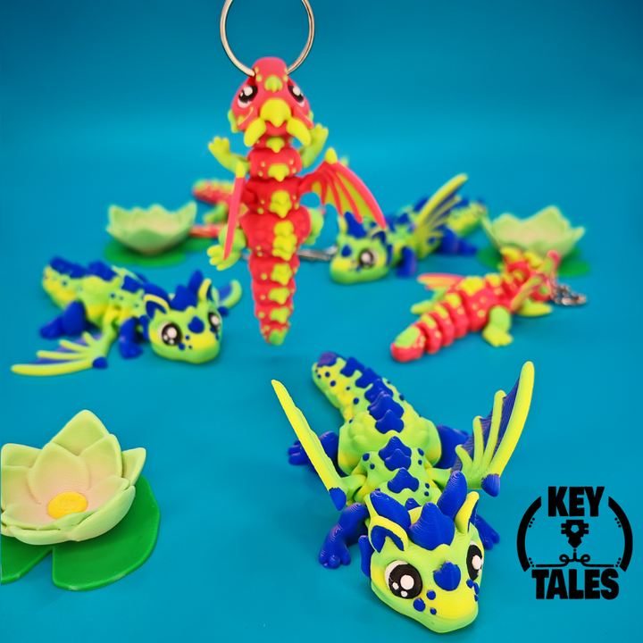3D Printable The Dragon Claire & Lotus (flexi keychain, mini, standard ...
