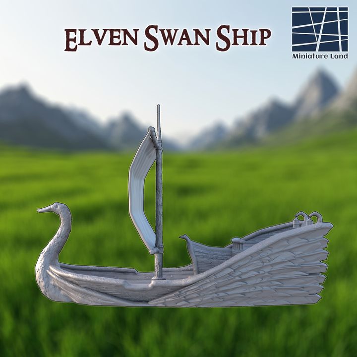 3D Printable Elven Swan Ship - Tabletop Terrain - 28 MM by MiniatureLand