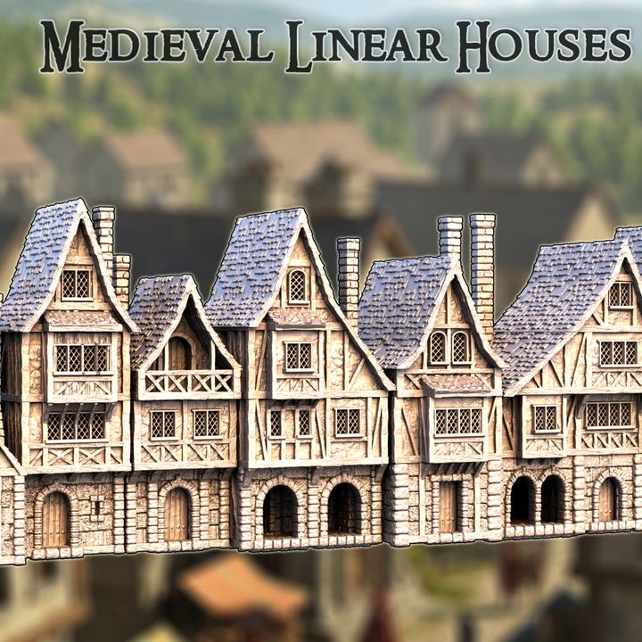 3D Printable Medieval Linear Houses - Tabletop Terrain - 28 MM by ...