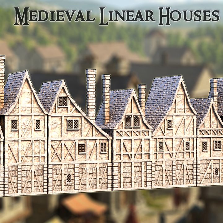 3D Printable Medieval Linear Houses - Tabletop Terrain - 28 MM by ...