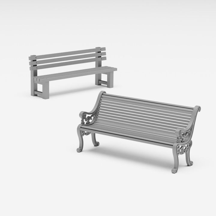 3D Printable Park benches pack - benches, picnic tables and gazebo H0 ...