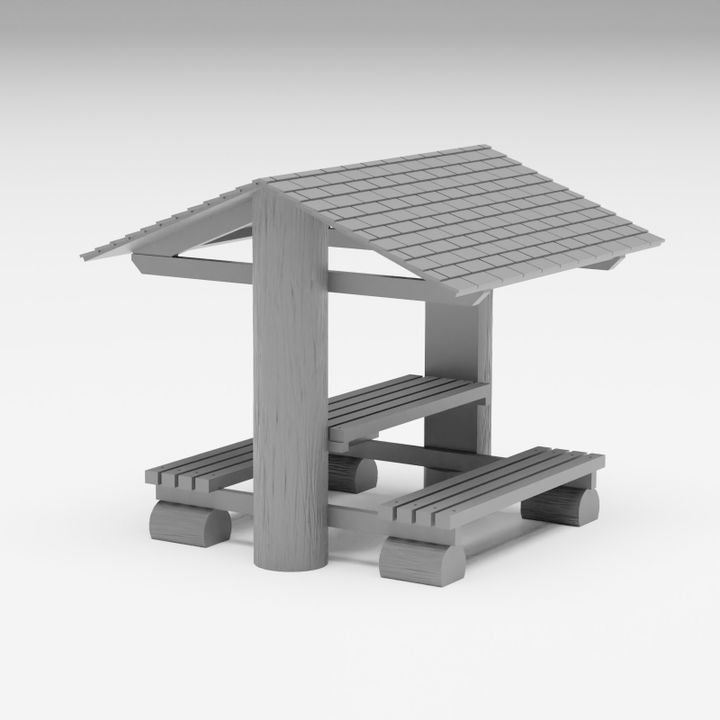 3D Printable Park benches pack - benches, picnic tables and gazebo H0 ...