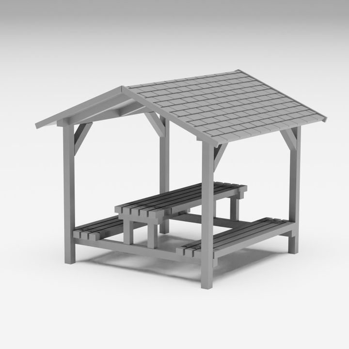 3D Printable Park benches pack - benches, picnic tables and gazebo H0 ...