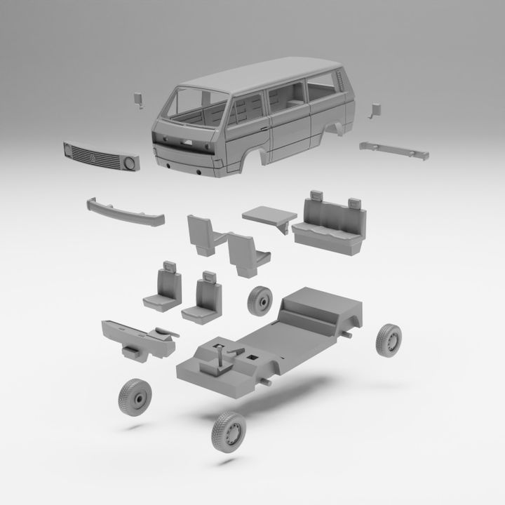 3D Printable VW T3 - H0 scale van model kit by ScaleHQ