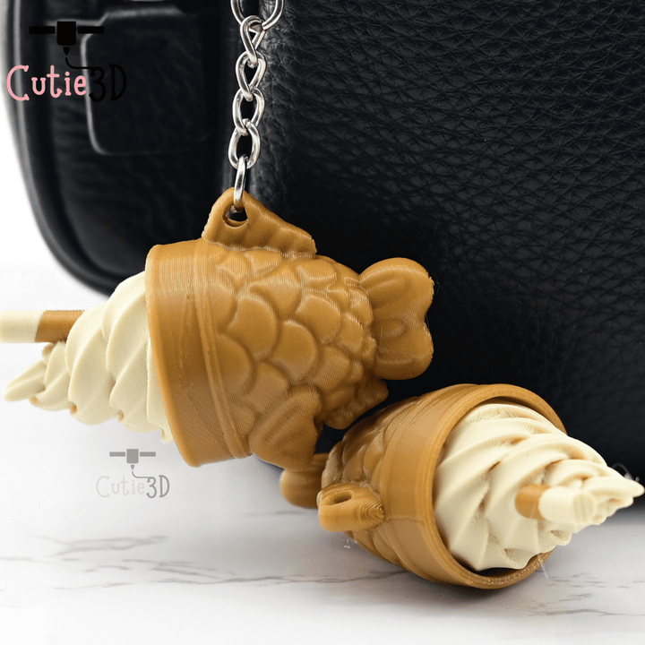 3D Printable Cutie3D Taiyaky Fish Waffle Ice Cream Keycap Fidget ...