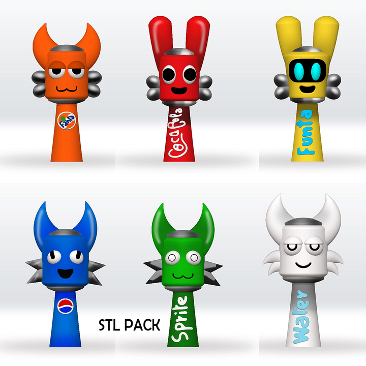 3D Printable Sprunki Pepsi, Cocacola,Fanta, Sprite, Water,Funta STL ...