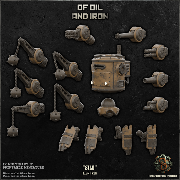 3D Printable "Silo" Light Rig | Dieselpunk Mech by Scoutsifer Studio