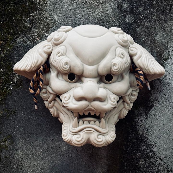 3D Printable Foo dog Japanese mask by Golden Kaeru