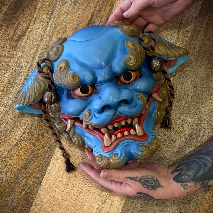 3D Printable Foo dog Japanese mask by Golden Kaeru