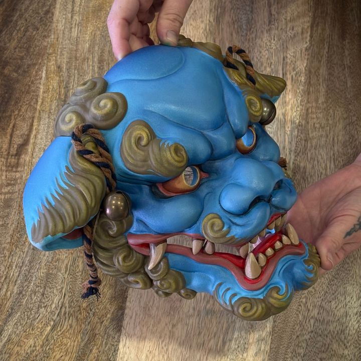 3D Printable Foo dog Japanese mask by Golden Kaeru