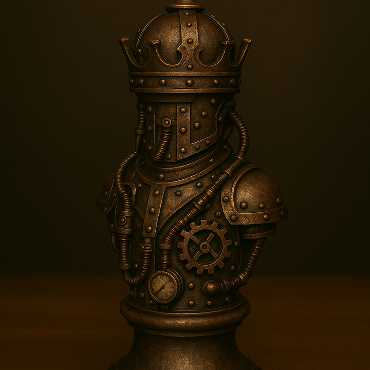 3D Printable Steampunk Chess King by Alexandre Dias