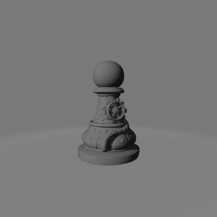 3D Printable Steampunk Chess Pawn by Alexandre Dias