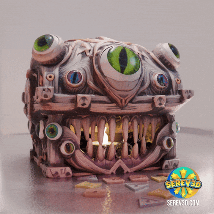 3D Printable Mimic Chest - Dice & Jewelry Box - Flexi Print-in-Place ...