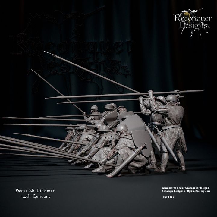 3D Printable 14th century Scottish Pikemen (and other weapons options ...