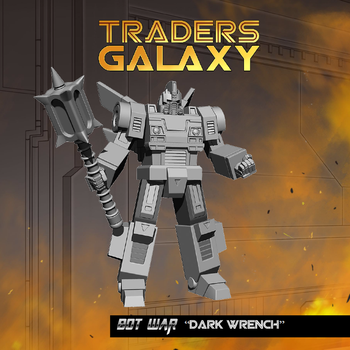3D Printable Bot War - Dark Wrench by Traders Galaxy Miniatures and Games