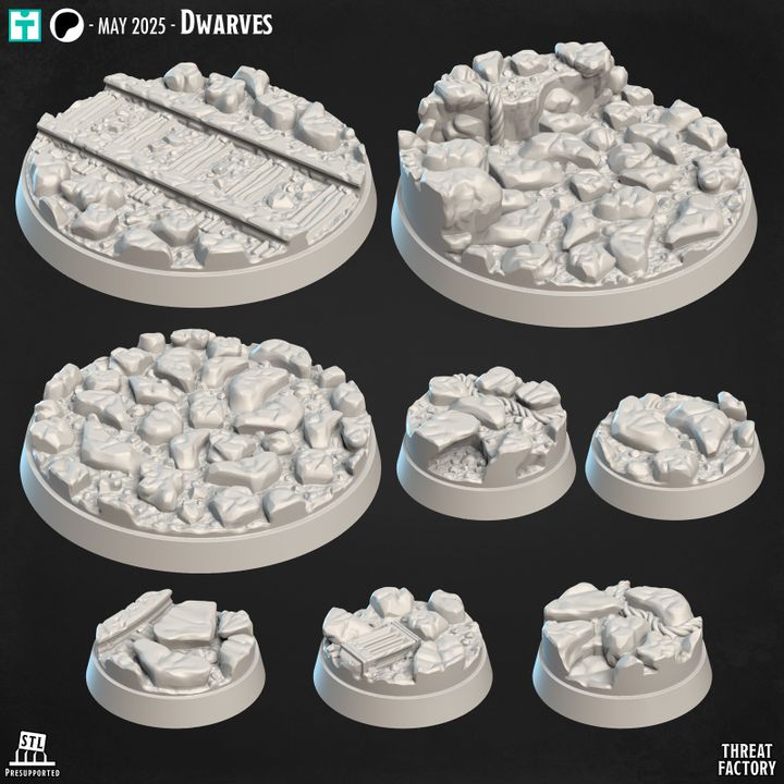 3D Printable Dwarven mine Bases by Threat Factory
