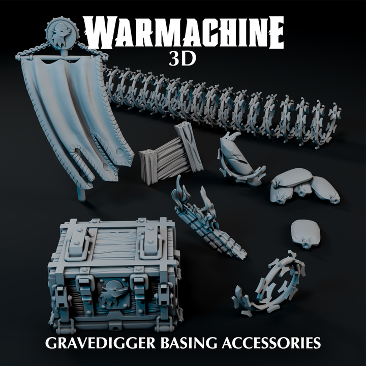3D Printable WARMACHINE 3D Gravedigger Bases Toppers & Accessories by ...