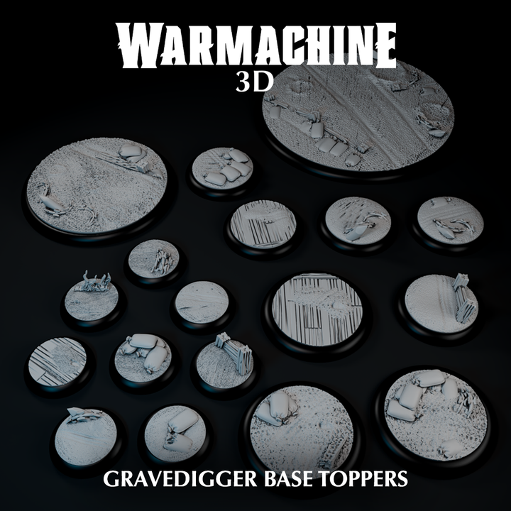 3D Printable WARMACHINE 3D Gravedigger Bases Toppers & Accessories by ...