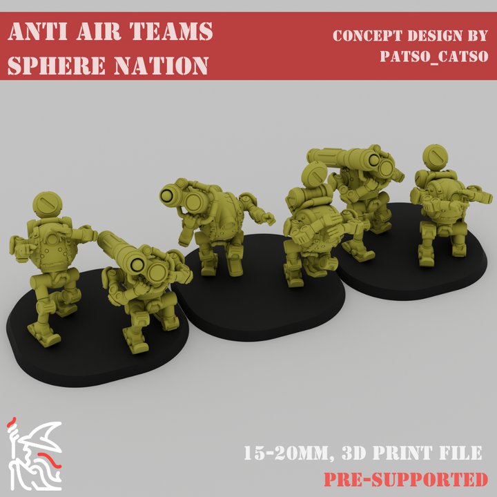 3D Printable [Sphere Nation] Anti Air Teams by Filamentio