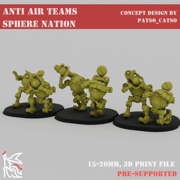 3D Printable [Sphere Nation] Anti Air Teams by Filamentio