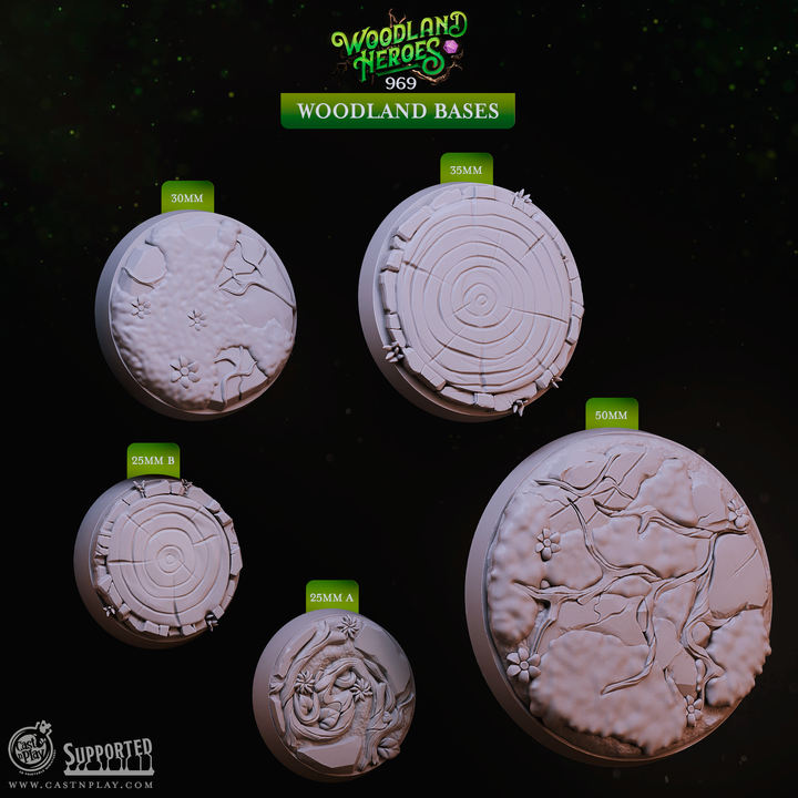 3D Printable Woodland Bases (Pre-Supported) | Cast n Play by Cast n Play