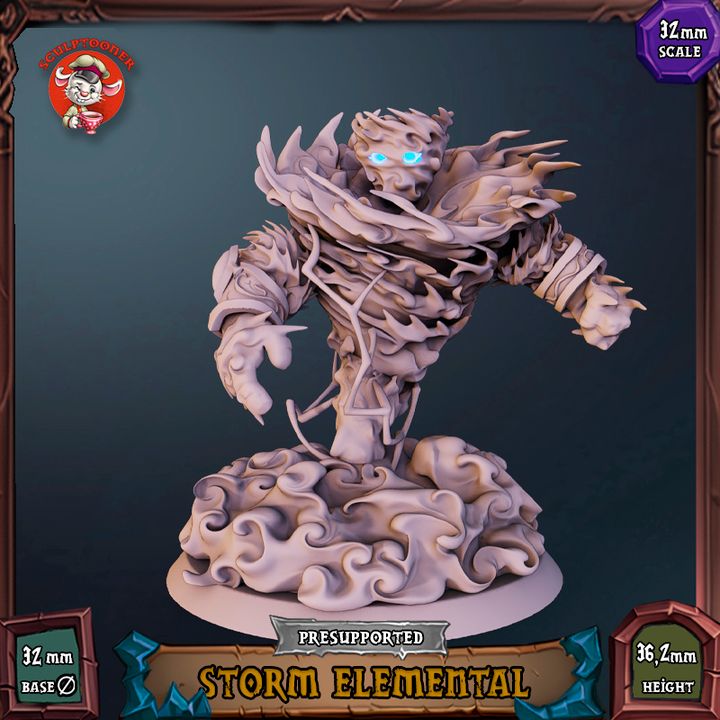 3D Printable Air Elementals - 32mm scale pre-supported set by SCULPTOONER