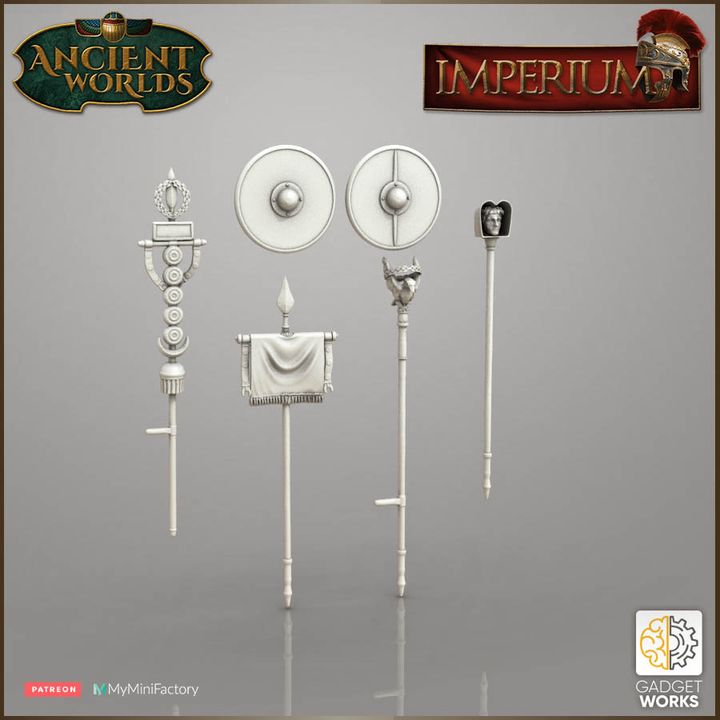 3D Printable 28mm Roman Standard Bearers by Gadgetworks