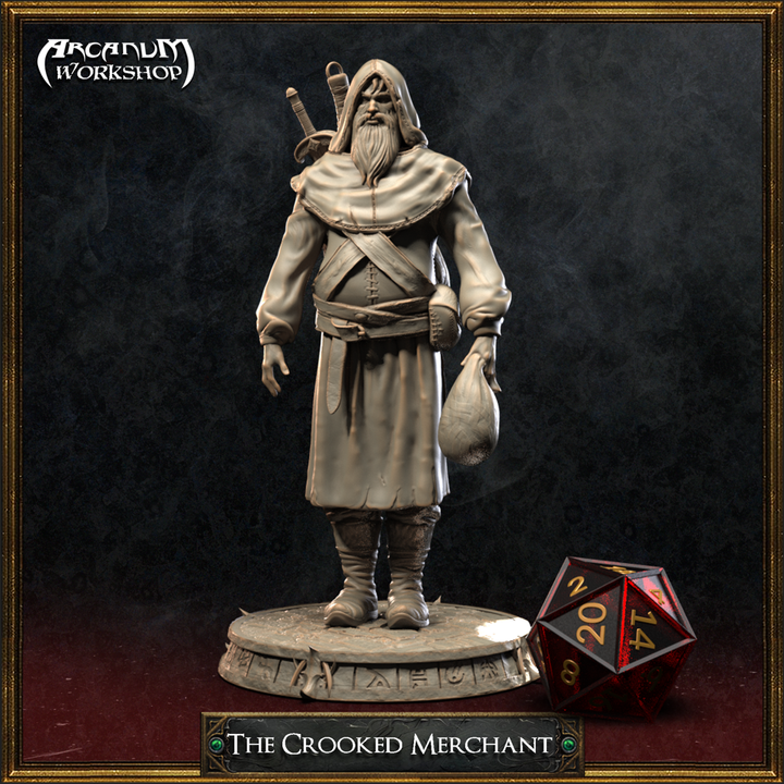3D Printable Crooked Merchant (32mm) by Arcanum Workshop