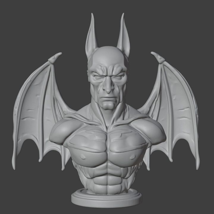 3D Printable Bat Head Bust 3D STL Printable - 3D Model STL by Ahmed