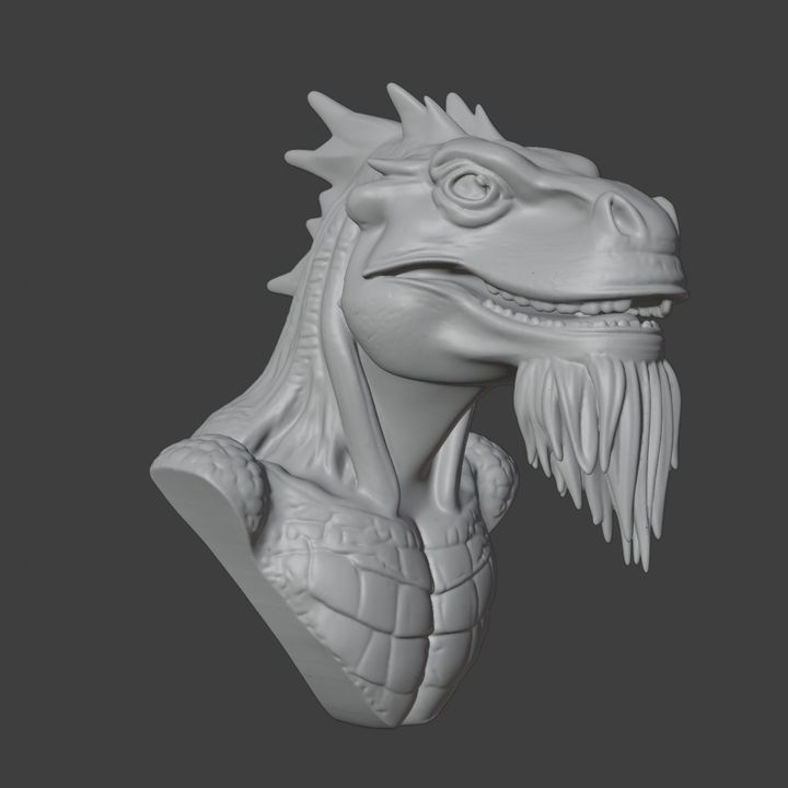 3D Printable Beard Dragon Head Bust 3D STL Printable - 3D Model STL by ...