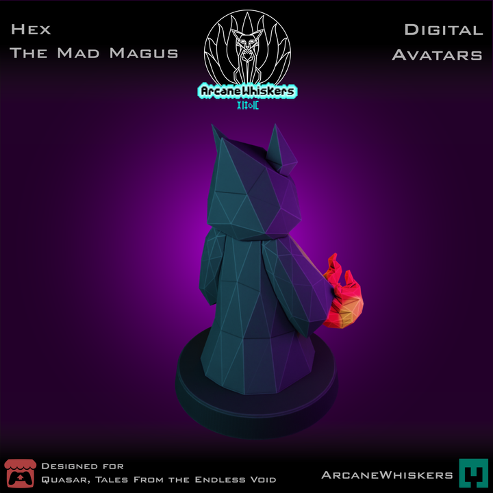 3D Printable Charm And Hex, Digital Avatars by Arcane Whiskers