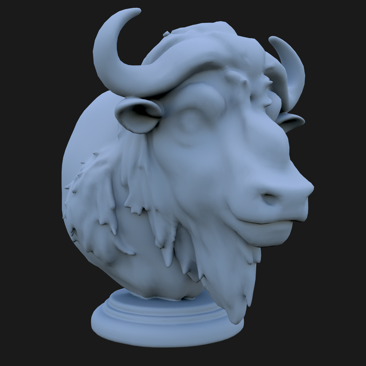 3D Printable Bison Head Bust 3D STL Printable - 3D Model STL by Ahmed
