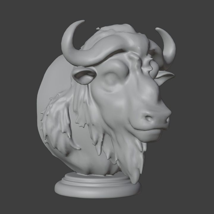 3D Printable Bison Head Bust 3D STL Printable - 3D Model STL by Ahmed