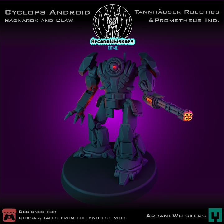 3D Printable Cyclops Droid with Ragnarok and Claw by Arcane Whiskers