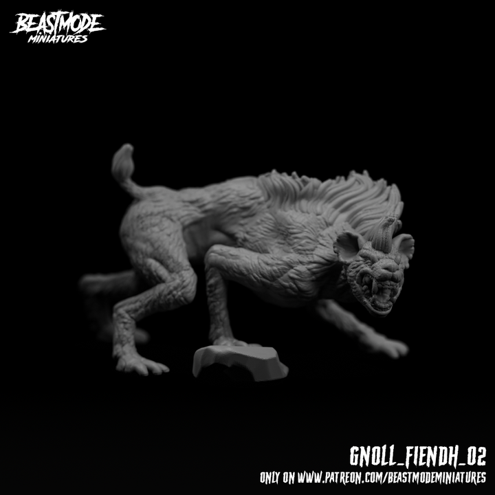 3D Printable Gnoll_Fiend_Hyena_02 by Beastmode Miniatures