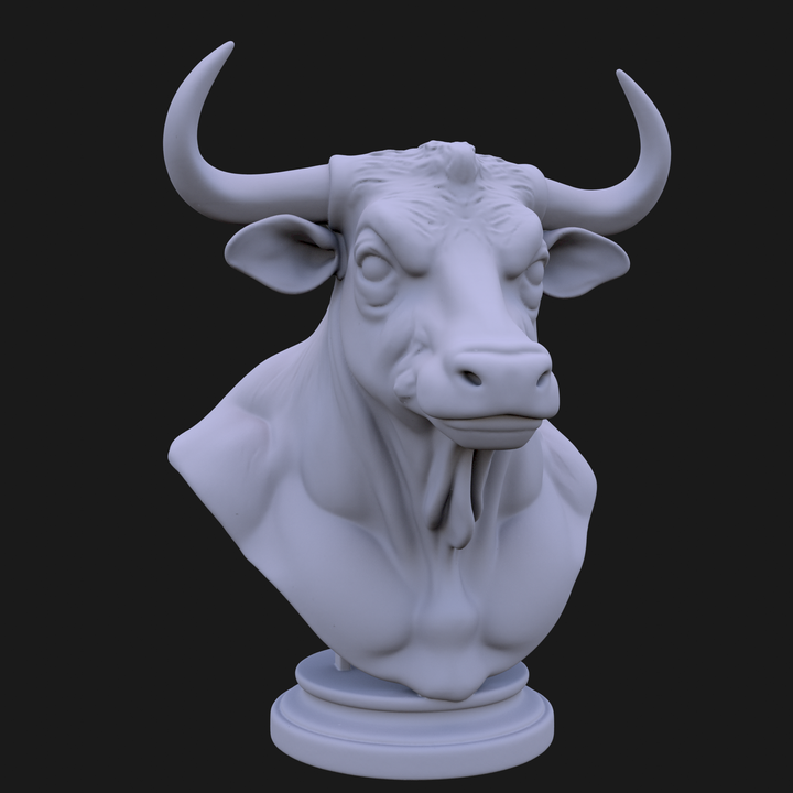 3D Printable Bull Head Bust 3D STL Printable - 3D Model STL by Ahmed