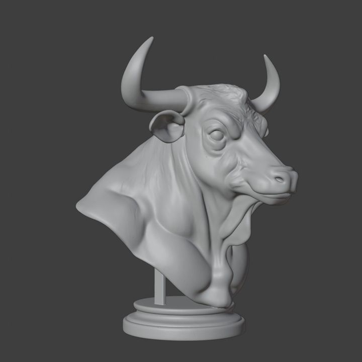3D Printable Bull Head Bust 3D STL Printable - 3D Model STL by Ahmed