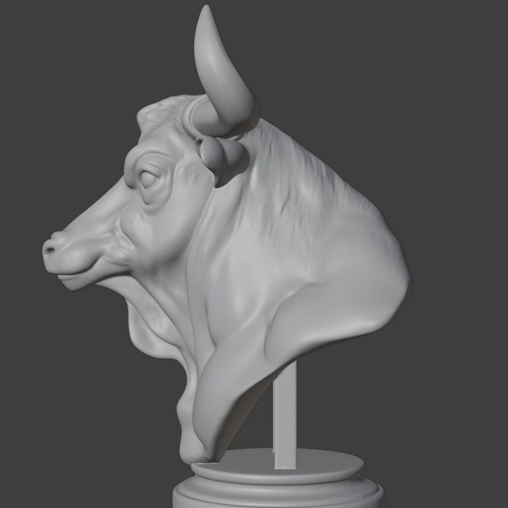 3D Printable Bull Head Bust 3D STL Printable - 3D Model STL by Ahmed