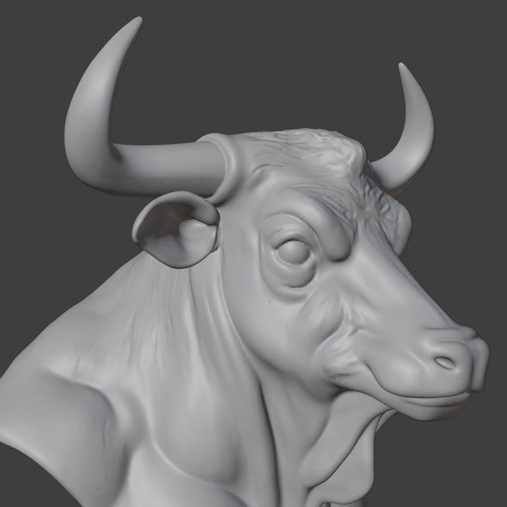 3D Printable Bull Head Bust 3D STL Printable - 3D Model STL by Ahmed