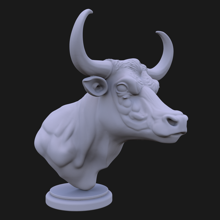 3D Printable Bull Head Bust 3D STL Printable - 3D Model STL by Ahmed