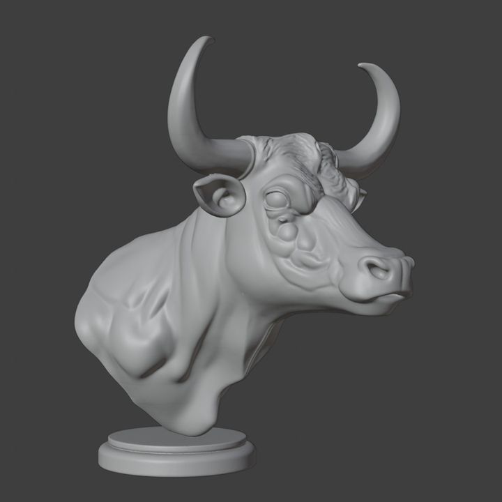 3D Printable Bull Head Bust 3D STL Printable - 3D Model STL by Ahmed