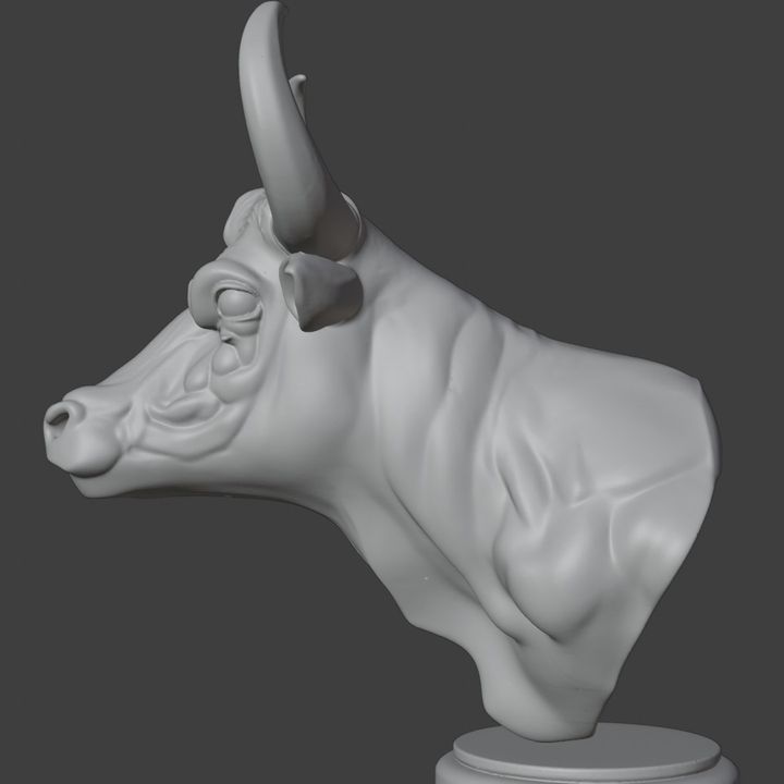 3D Printable Bull Head Bust 3D STL Printable - 3D Model STL by Ahmed