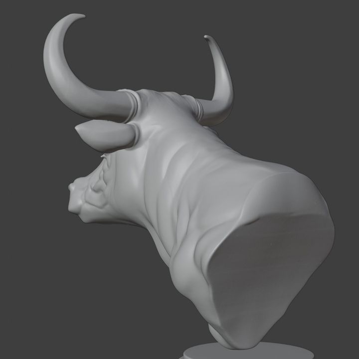 3D Printable Bull Head Bust 3D STL Printable - 3D Model STL by Ahmed