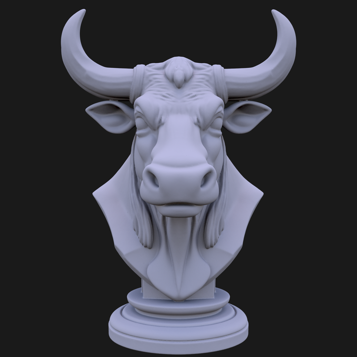 3D Printable Bull Head Bust 3D STL Printable - 3D Model STL by Ahmed