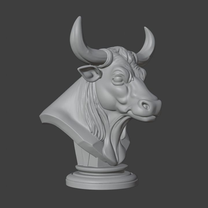 3D Printable Bull Head Bust 3D STL Printable - 3D Model STL by Ahmed