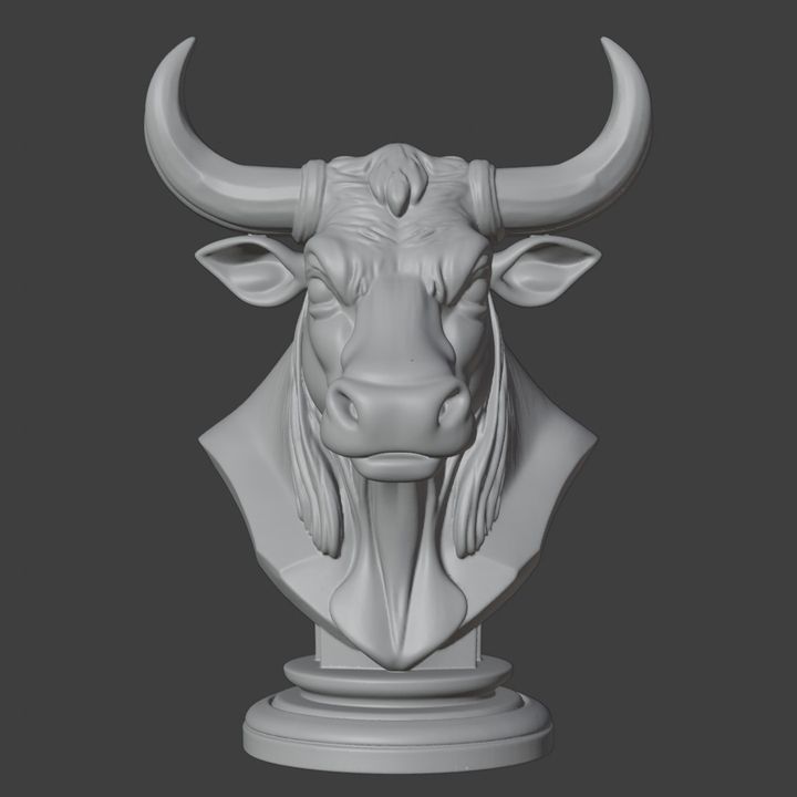 3D Printable Bull Head Bust 3D STL Printable - 3D Model STL by Ahmed