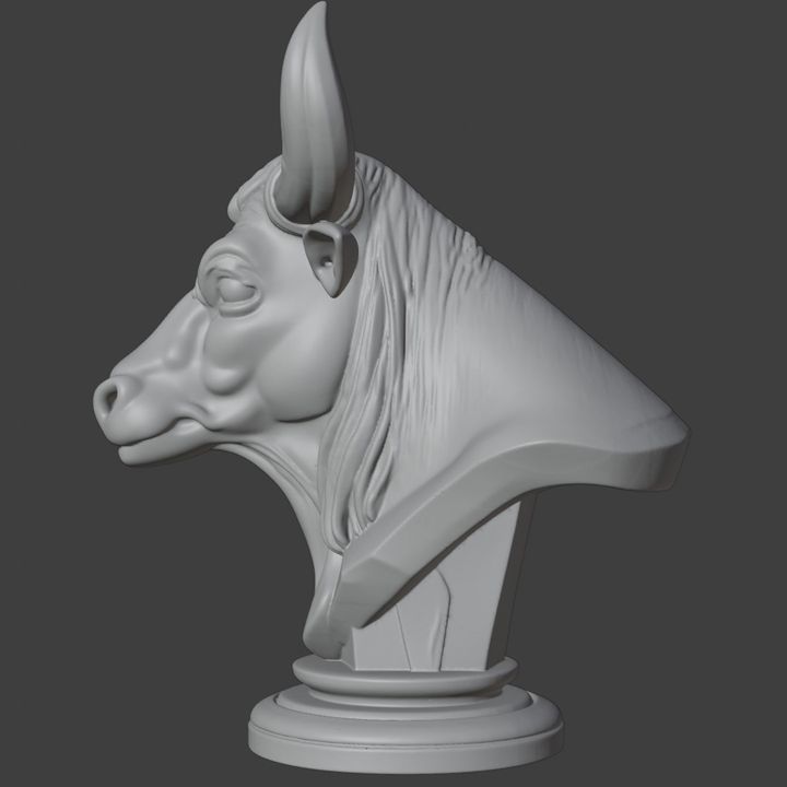 3D Printable Bull Head Bust 3D STL Printable - 3D Model STL by Ahmed