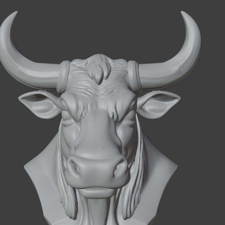 3D Printable Bull Head Bust 3D STL Printable - 3D Model STL by Ahmed