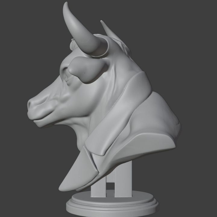 3D Printable Bull Head Bust 3D STL Printable - 3D Model STL by Ahmed