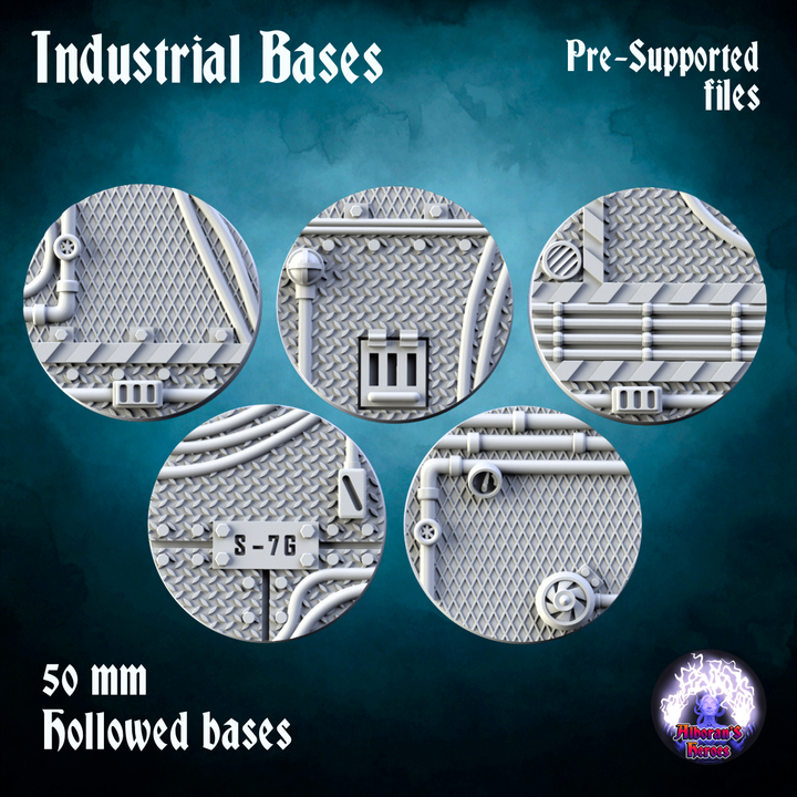 3D Printable Industrial bases - 50mm by Alboran's Heroes